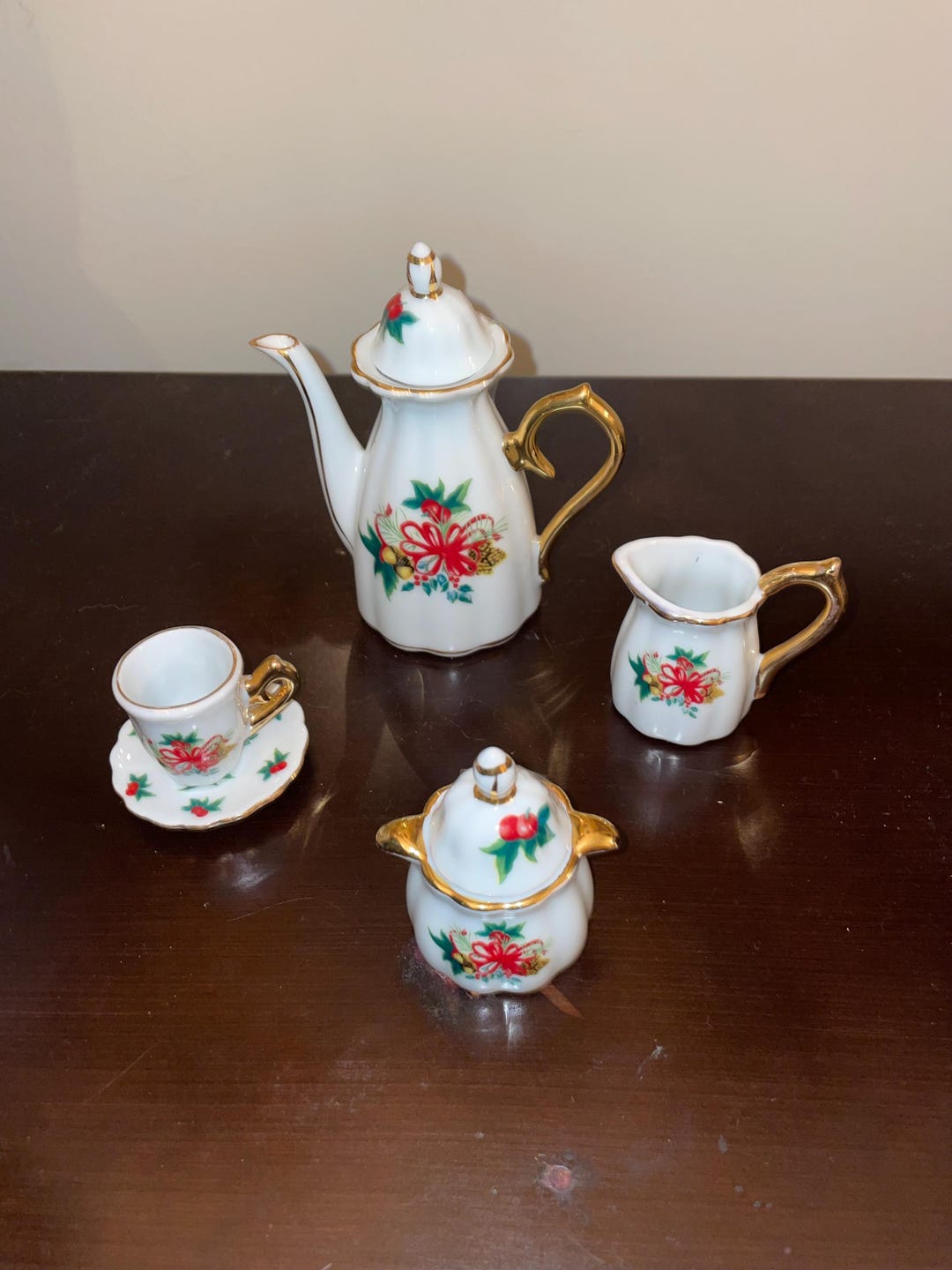 Mini Tea Set Christmas Porcelain Set - Etsy