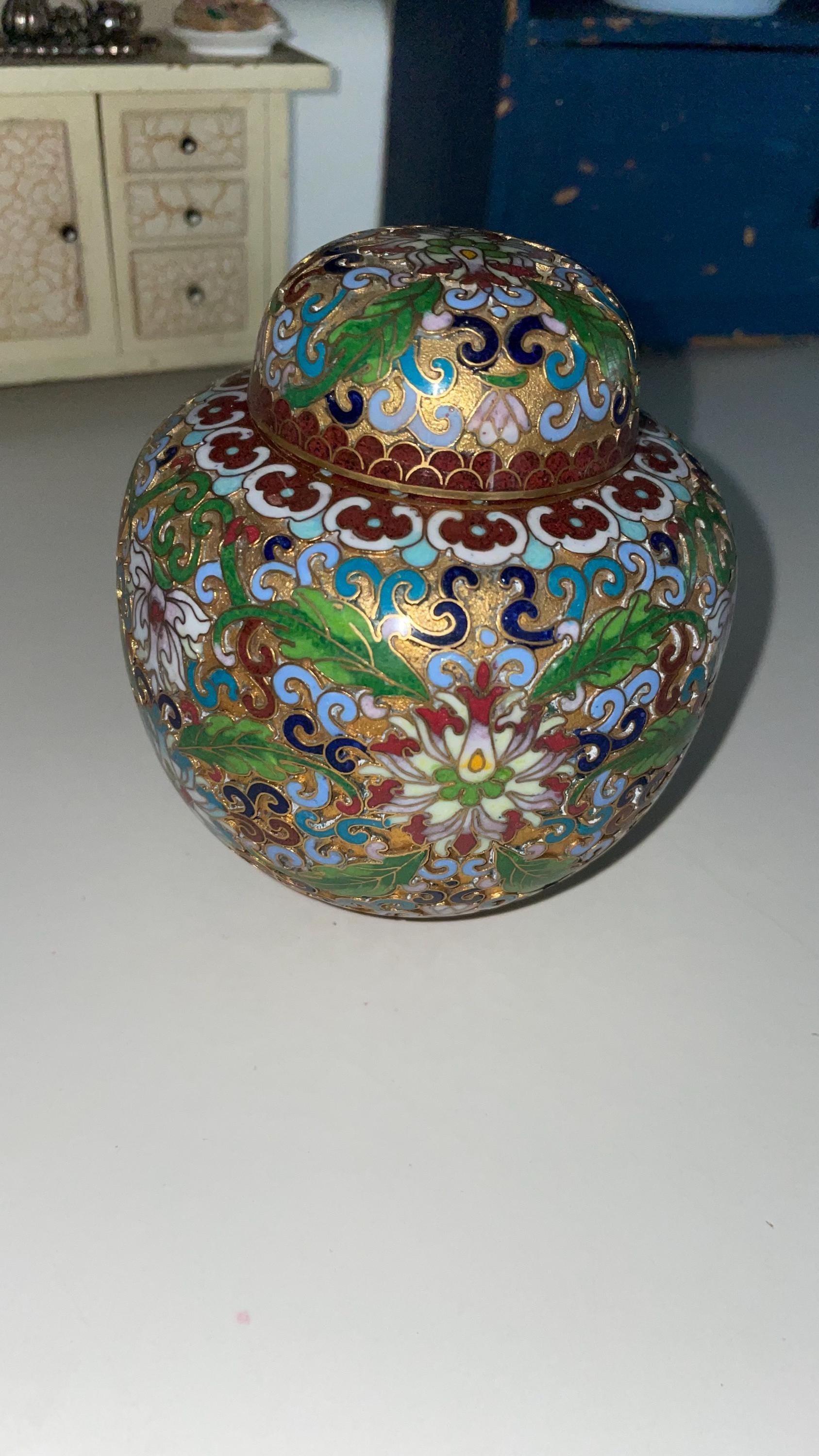 Vintage Chinese Raised Wire Cloisonné Brass Jar - Etsy