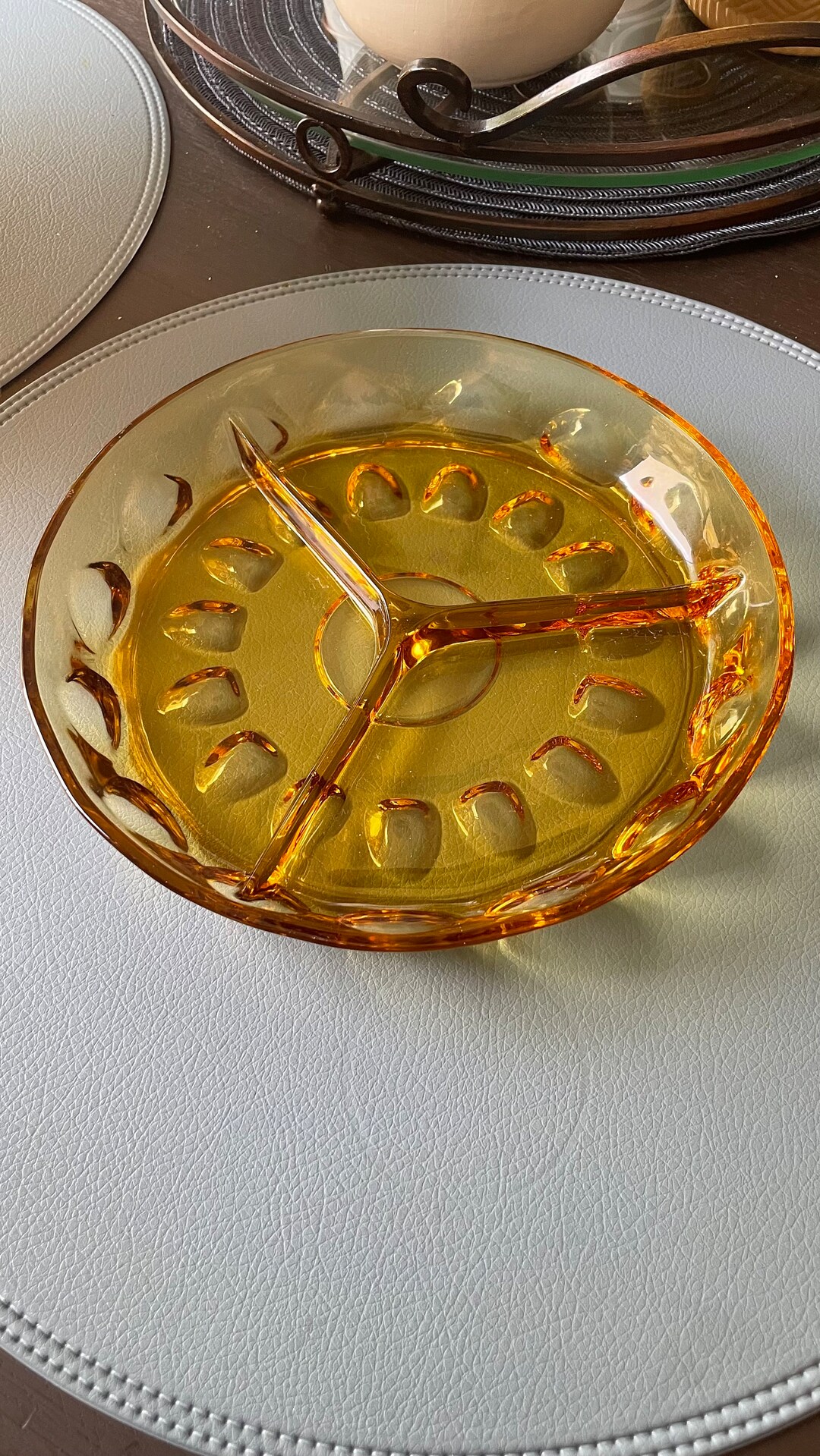 Amber Glass Divided Plate - Etsy