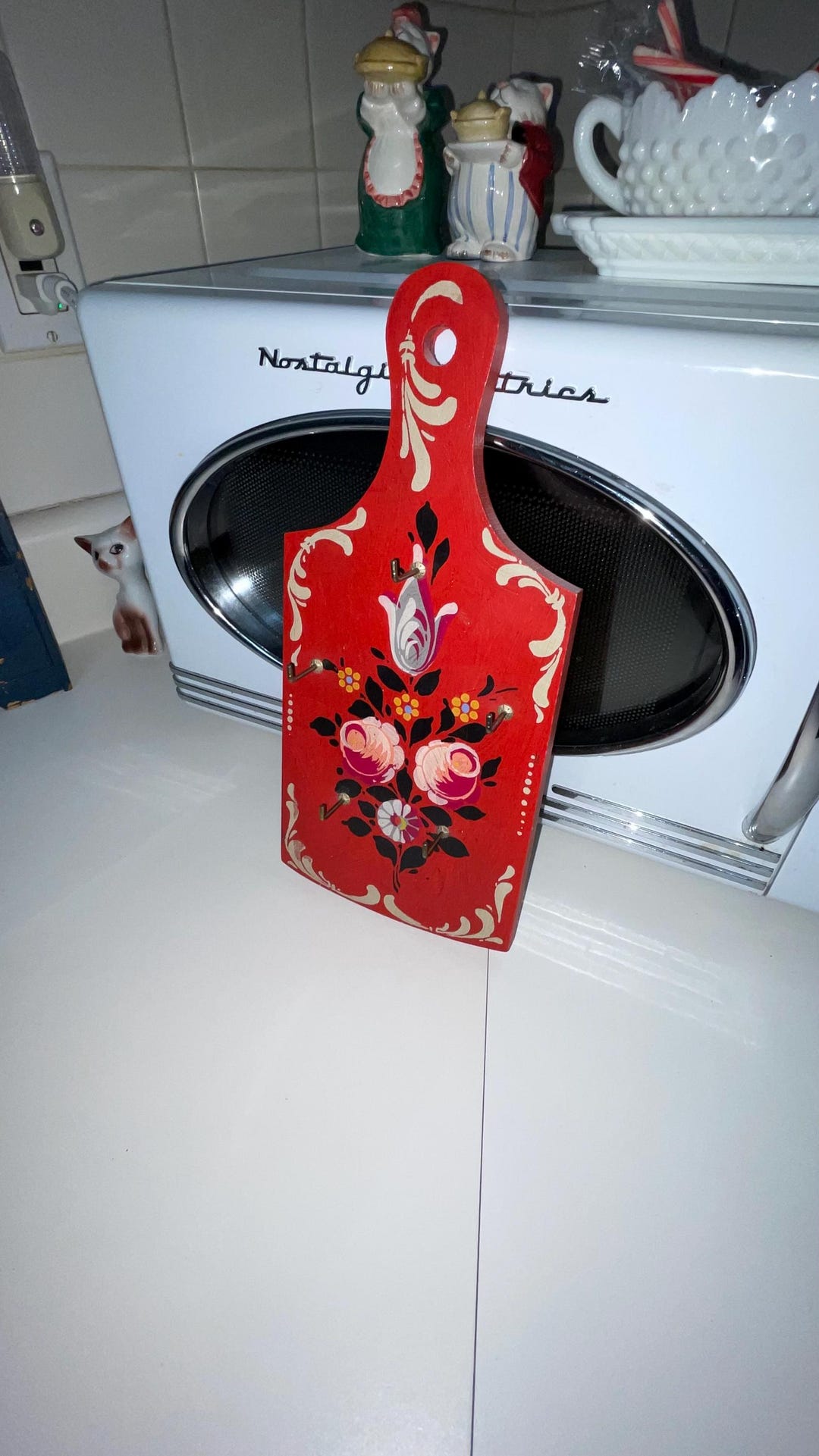 Vintage Hand-painted Wooden Cutting Board Key Holder - Etsy