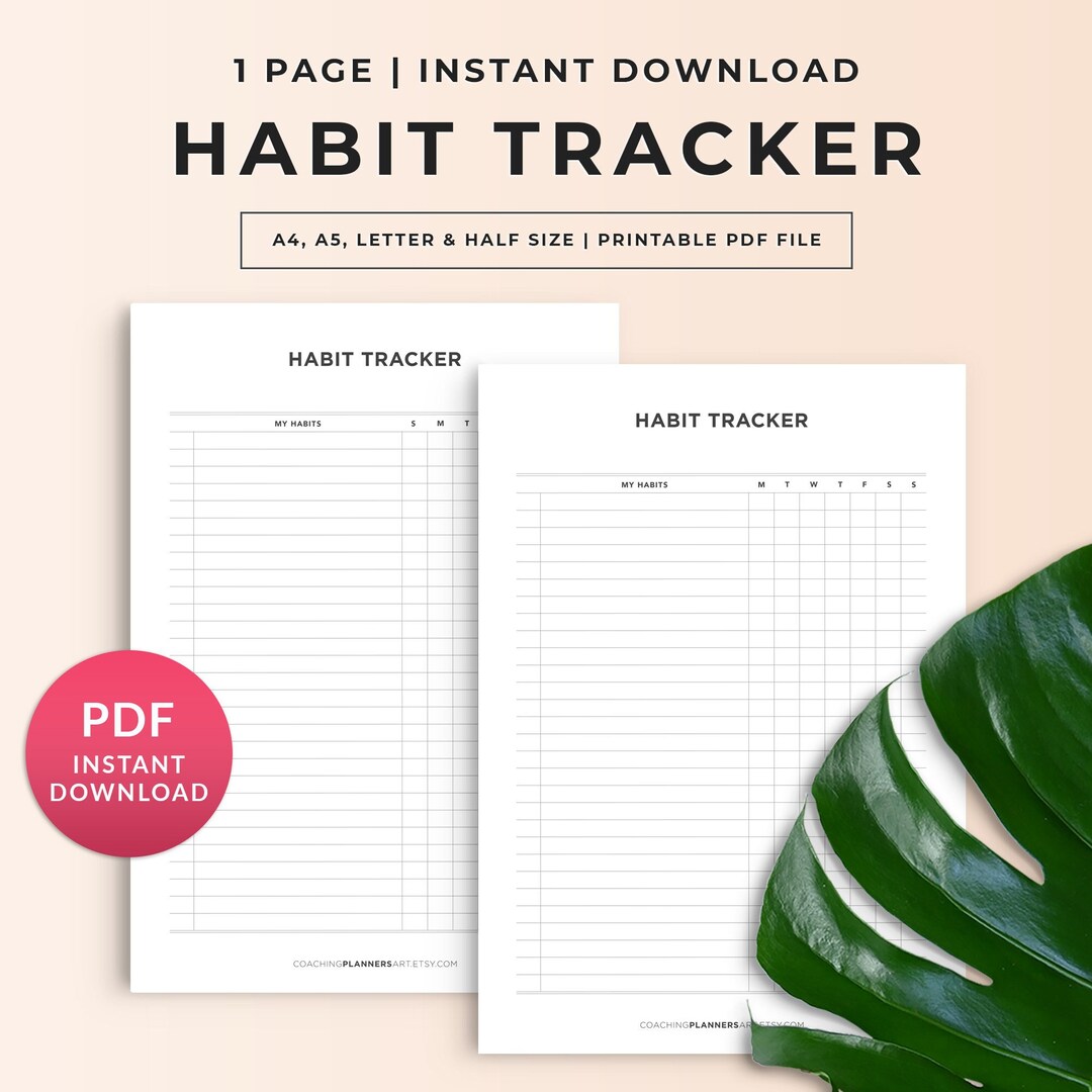 Weekly Habit Tracker PDF Printable Routine Tracker, 7 Day Habit ...
