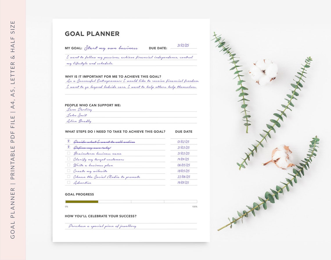 Printable Goal Planner, SMART Goal Planning, Self Development, Coaching ...