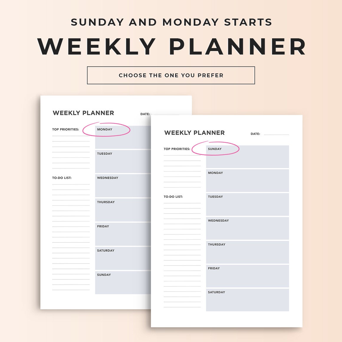 Weekly Planner Printable to Do List, Productivity Planner PDF, Weekly ...