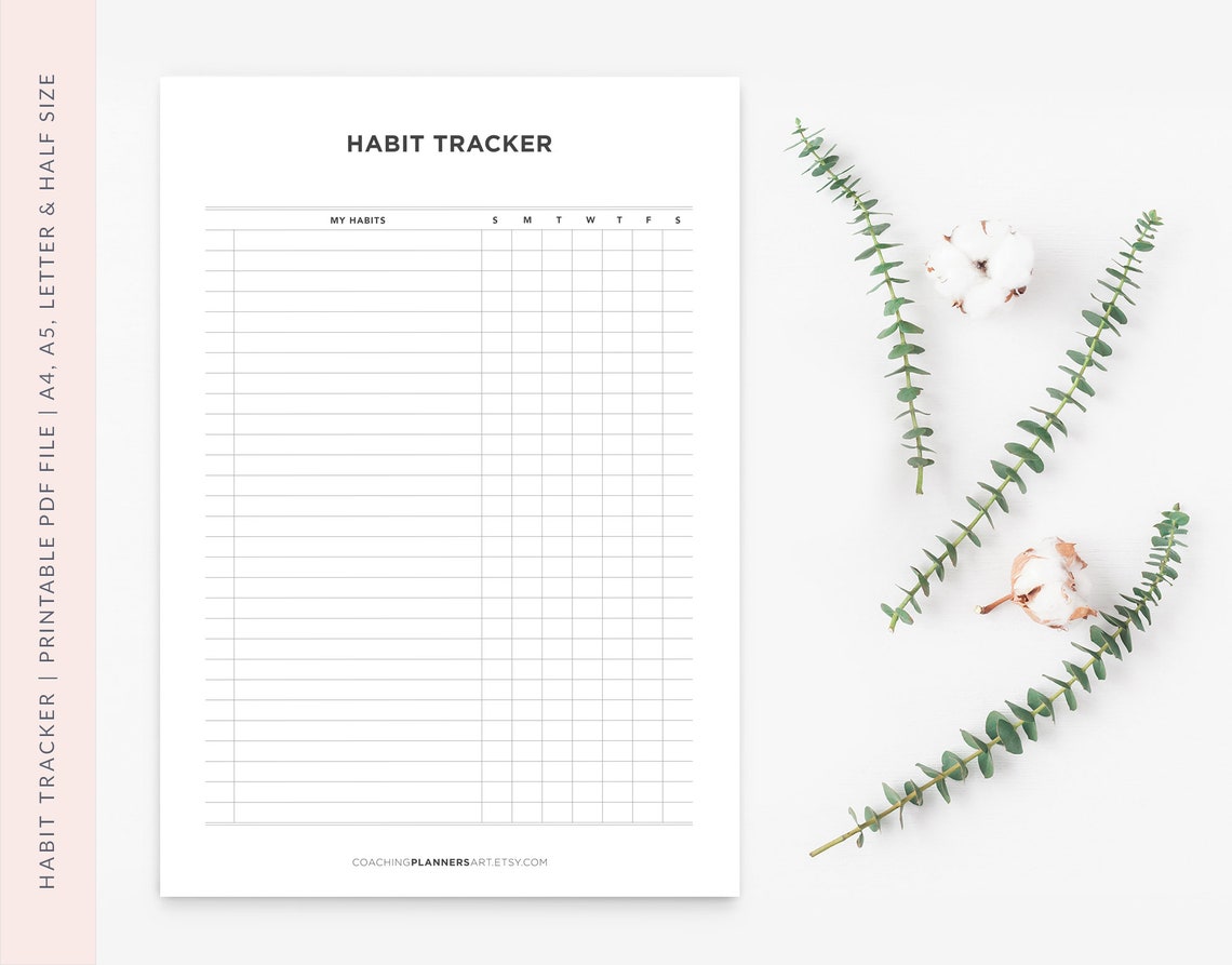 Weekly Habit Tracker PDF Printable Routine Tracker, 7 Day Habit ...