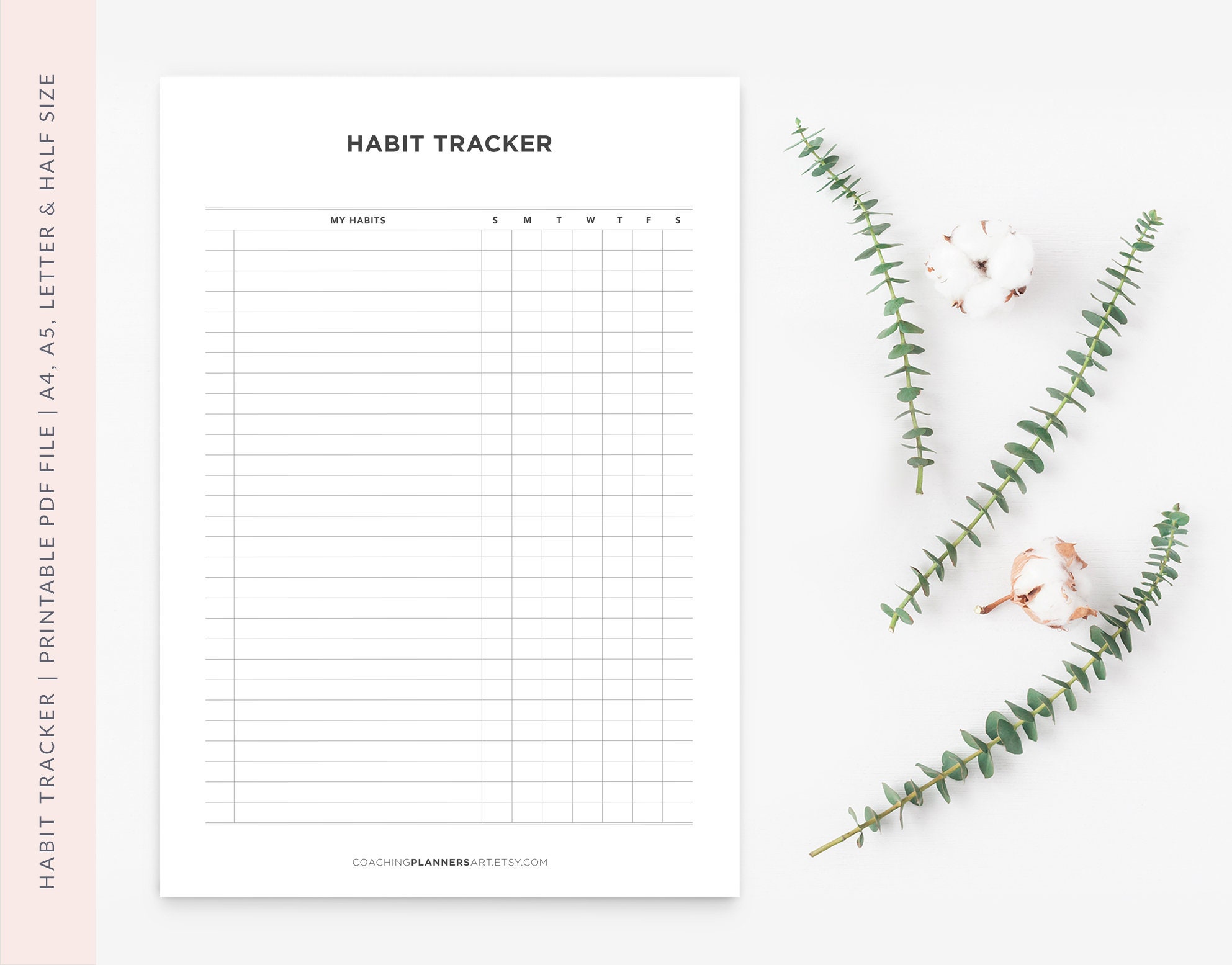 Weekly Habit Tracker PDF Printable Routine Tracker, 7 Day Habit ...