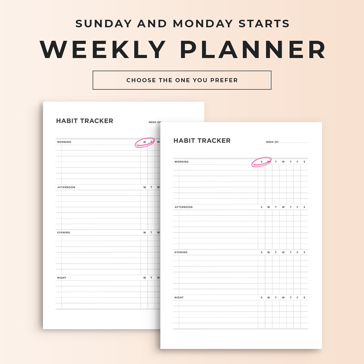 Daily Routine Tracker, Printable Habit Tracker, 7 Day Morning / Day ...