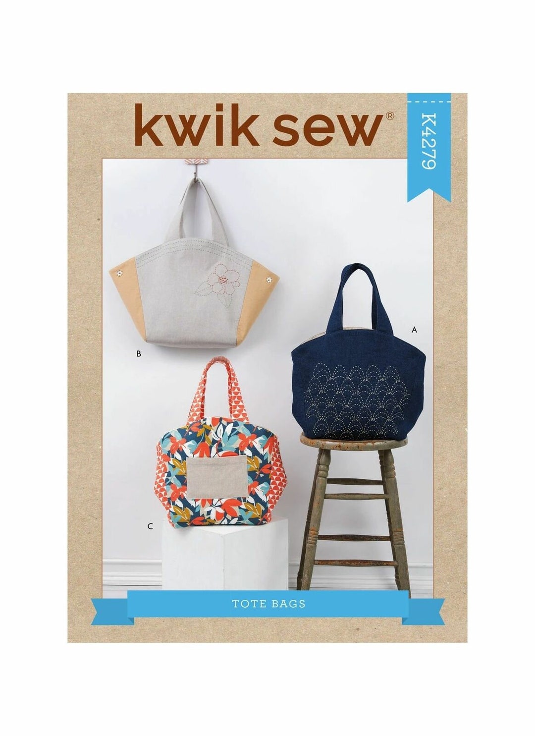 K4279 Tote Bags Kwik Sew Sewing Pattern Uncut - Etsy