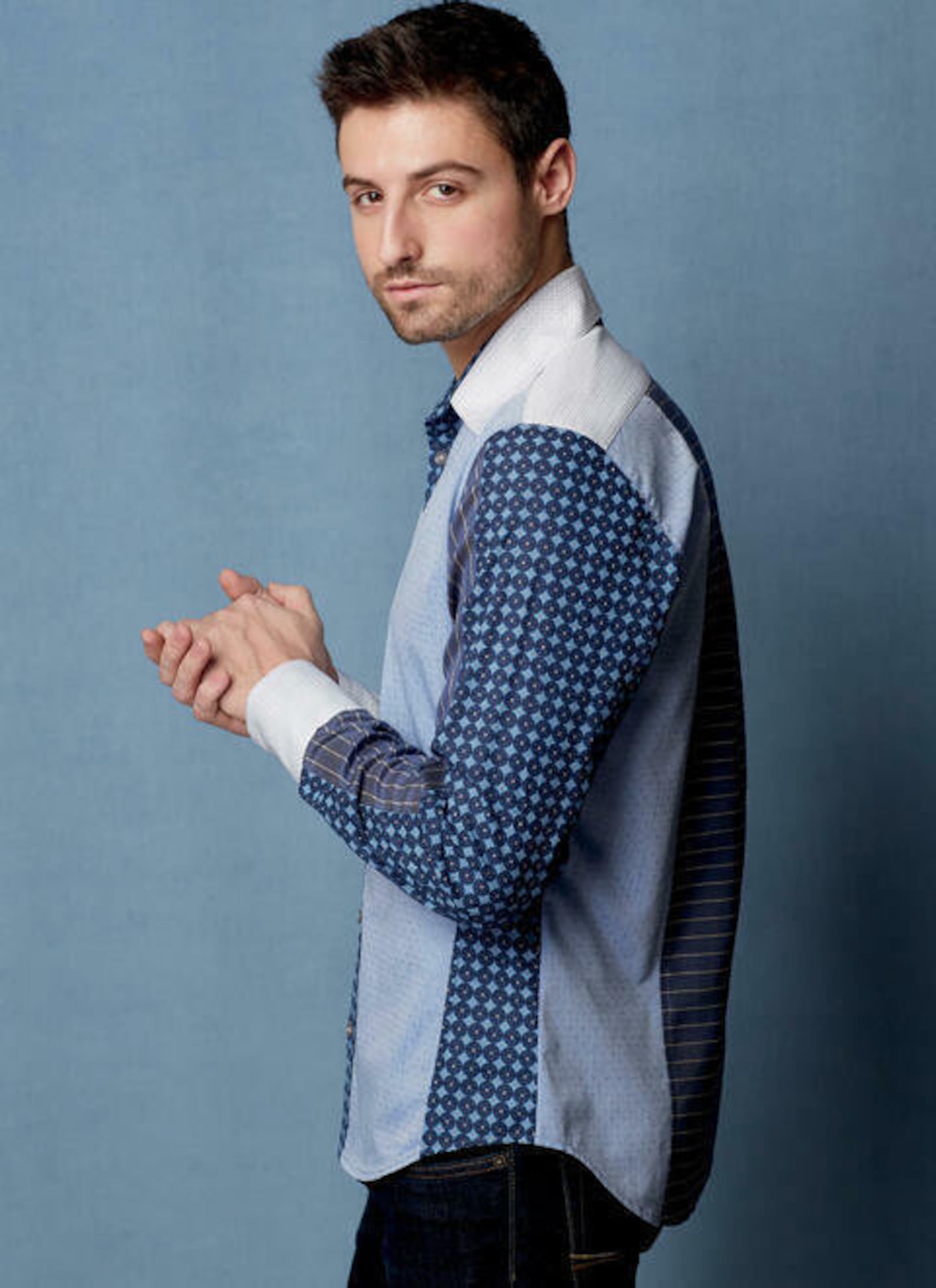 V1599 Men's Button Front Multiple Contrasts Shirts 34-40 - Etsy