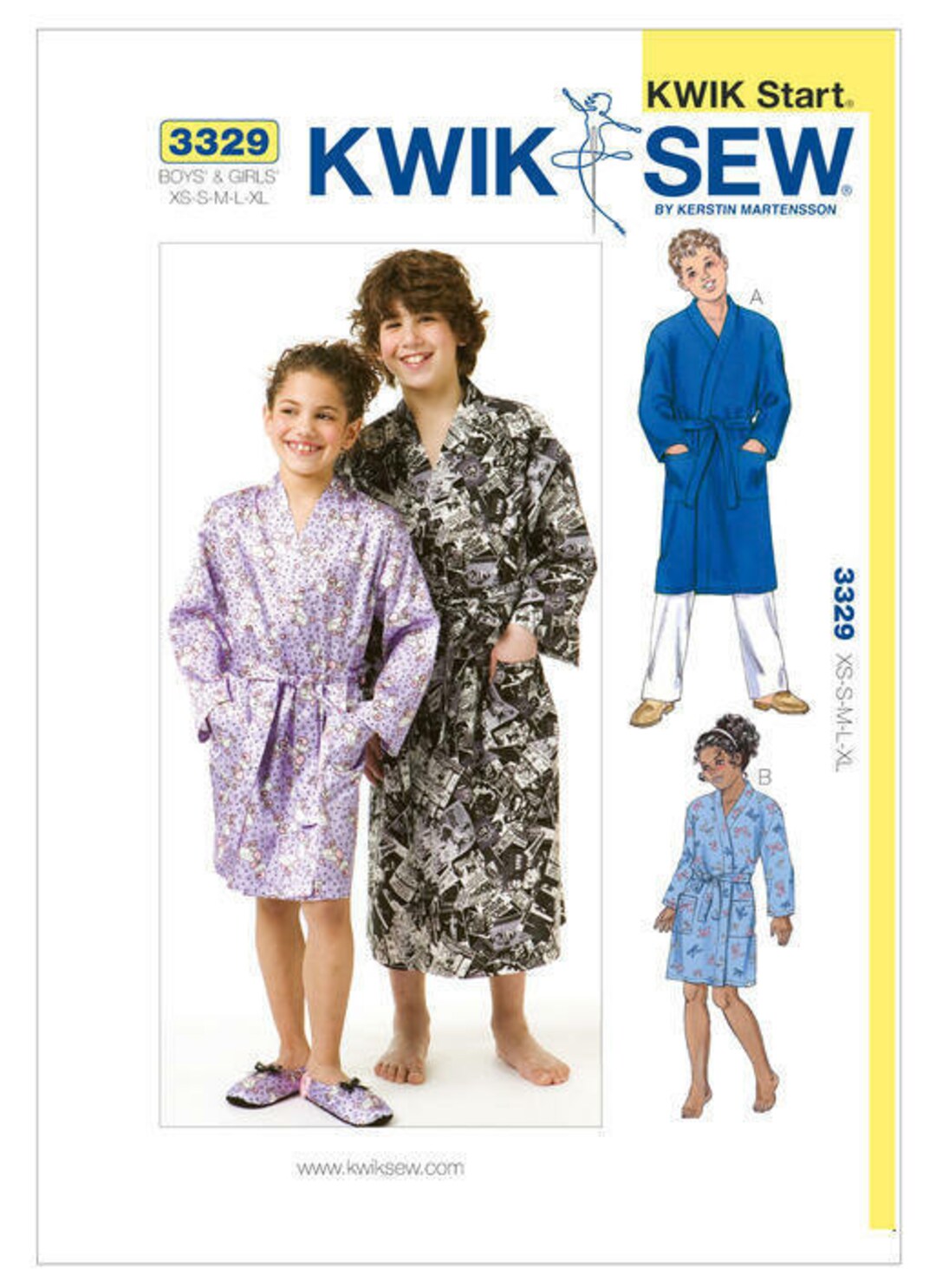 K3329 Boys Girls Robes Size XS-XL Kwik Sew Sewing Pattern Kwik Start ...