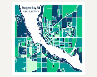 Door County Wisconsin Map Print Poster Sturgeon Bay - Etsy