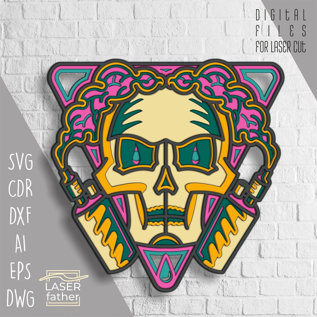 Vape 3D Layered SVG, Laser Cut Templates, Smoking Skull Art, Cricut ...