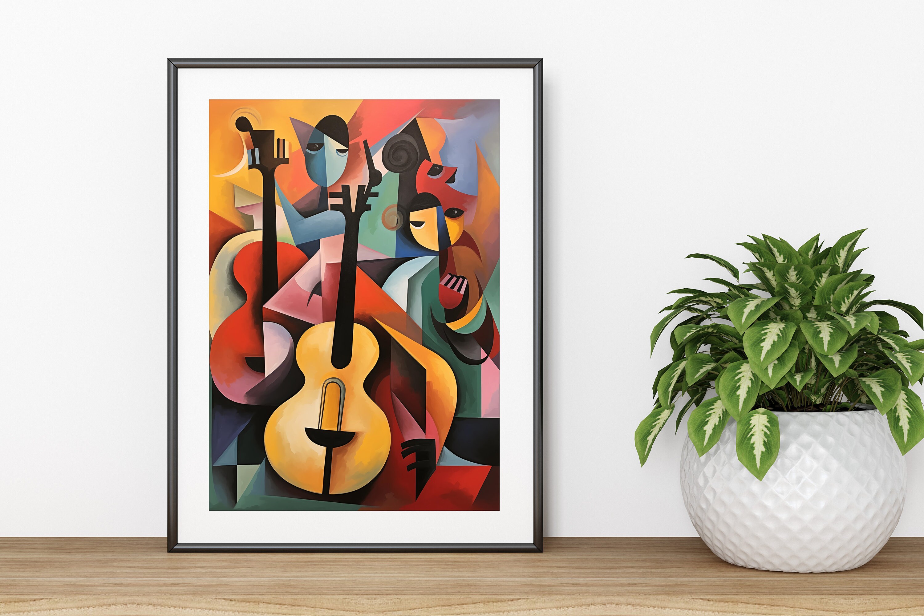 Three Musicians Red Abstract Expressionism Wall Art Contemporary Art ...