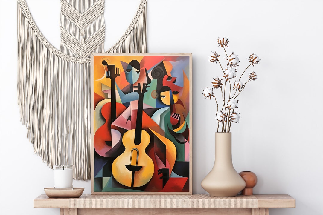 Three Musicians Red Abstract Expressionism Wall Art Contemporary Art ...