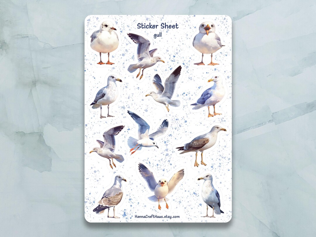 Gull Sticker Sheet - Set of 12 Stickers for Journal, Planner ...