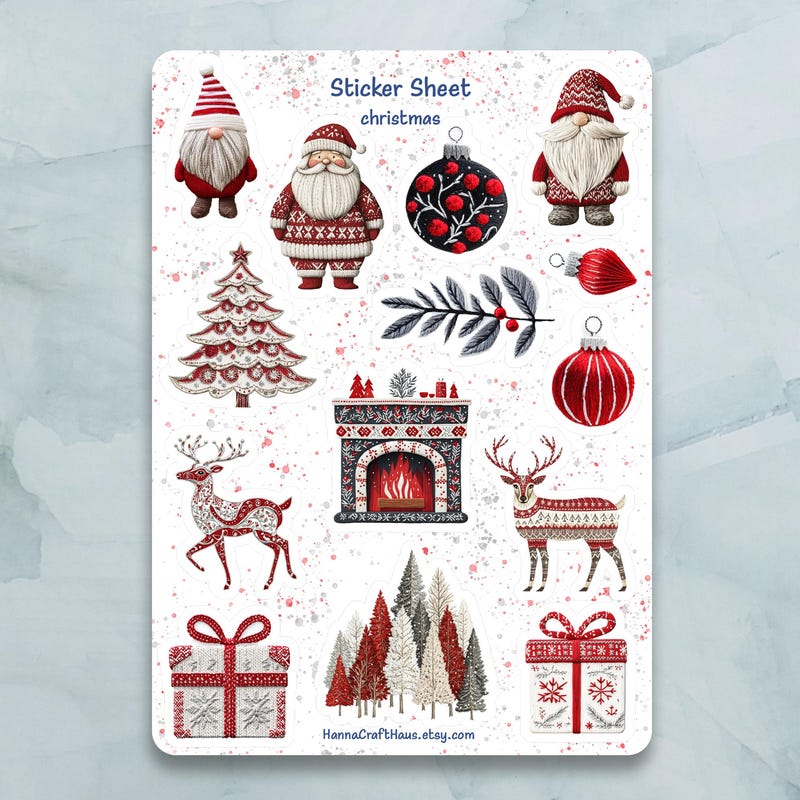 Christmas Stickers Sheet - Etsy