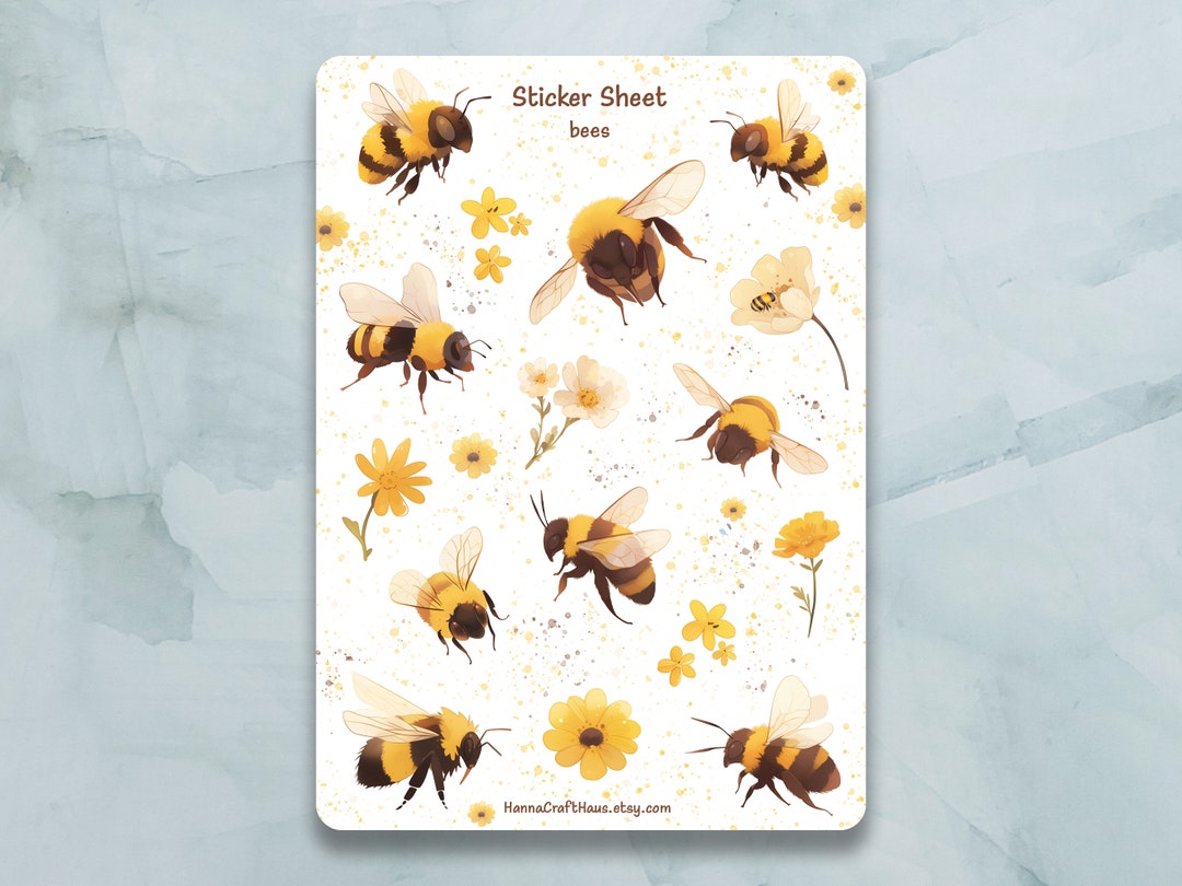 Bees Sticker Sheet - Set of 10+ Stickers for Journal, Planner ...