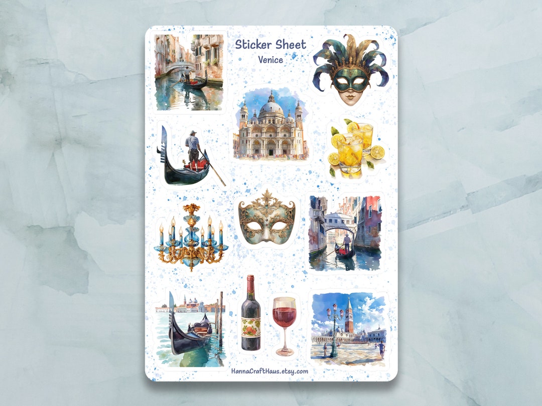 Venice Sticker Sheet Set of 12 Stickers for Journal, Planner ...