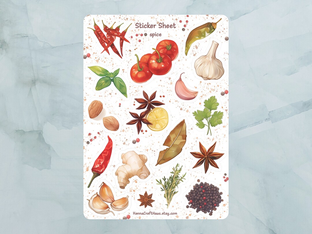 Spice Sticker Sheet - Set of 18 Stickers for Journal, Planner ...