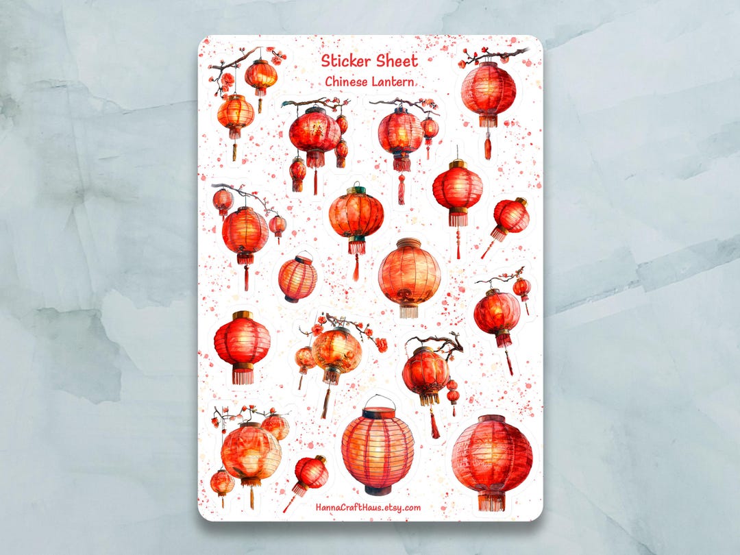 Chinese Latern Sticker Sheet - Set of 18 Stickers for Journal, Planner ...