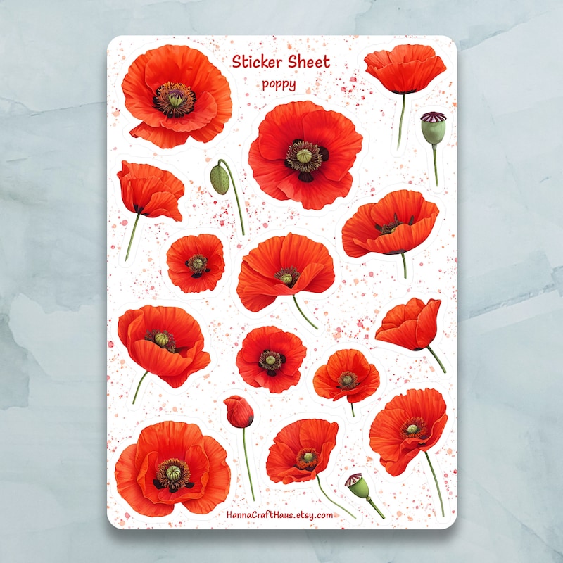 Poppy Stickers - Etsy UK
