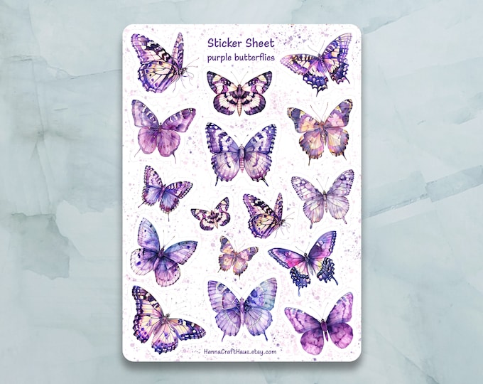 Purple Mini Butterflies 9 PC Sticker Pack | Aesthetic Stickers for ...