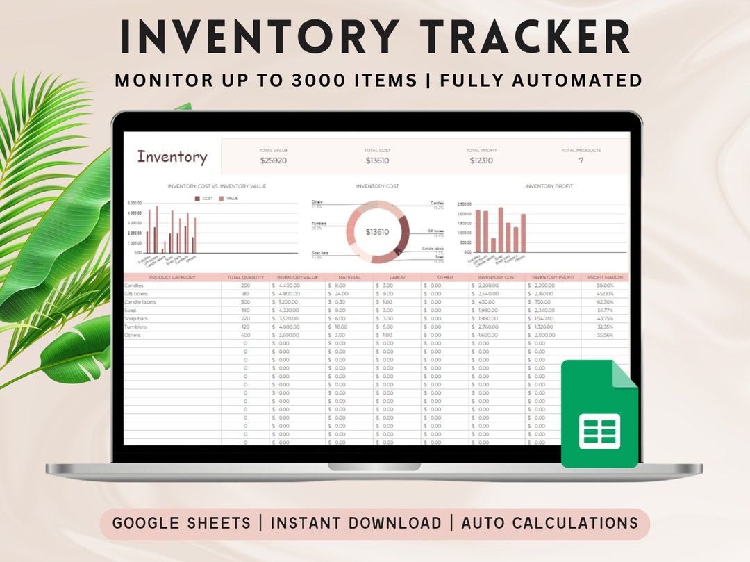 Inventory Tracker Spreadsheet, Google Sheets, Inventory Template Sheet ...