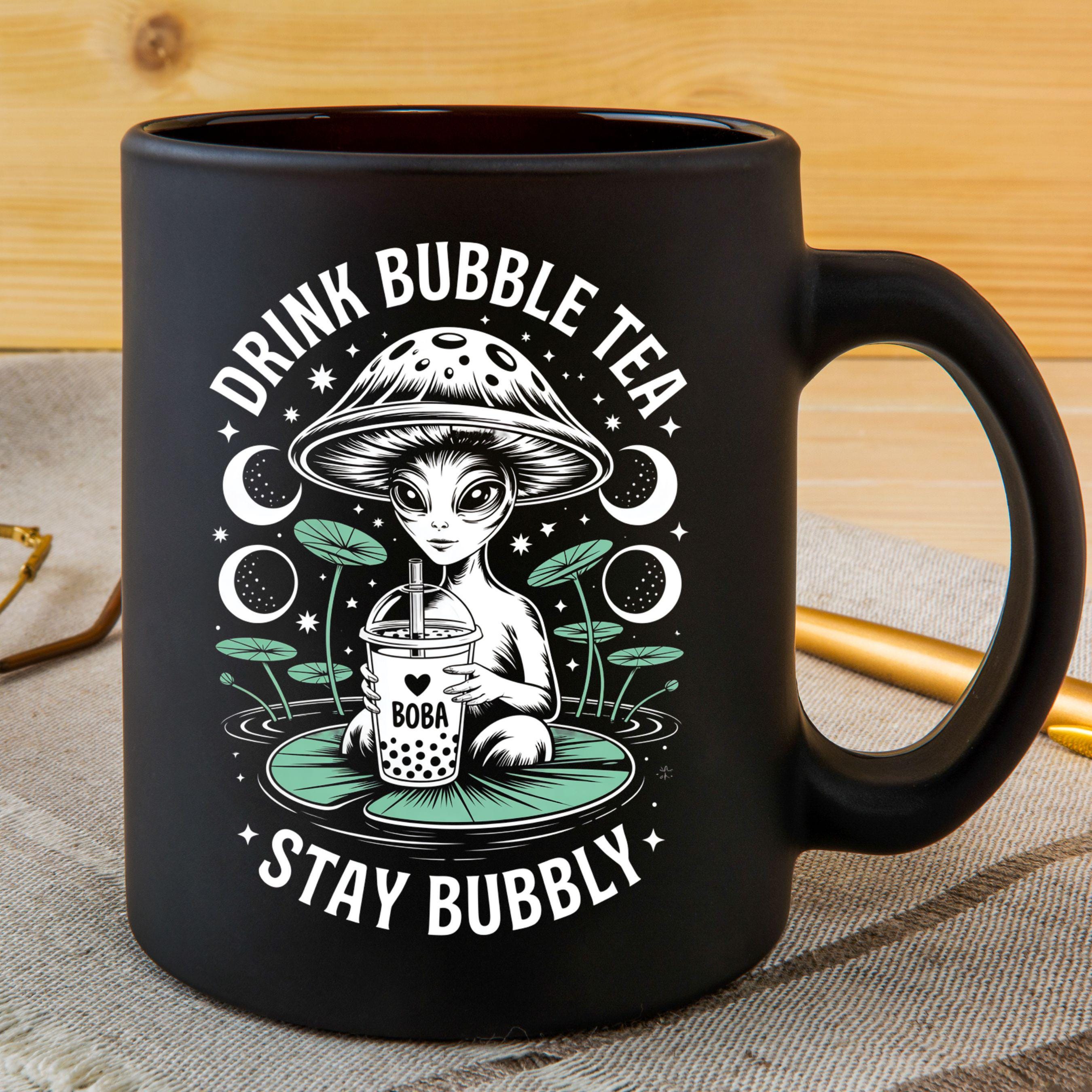 Drink Bubble Tea PNG Sublimation Design, Funny Alien Boba Tea Png, Boba ...