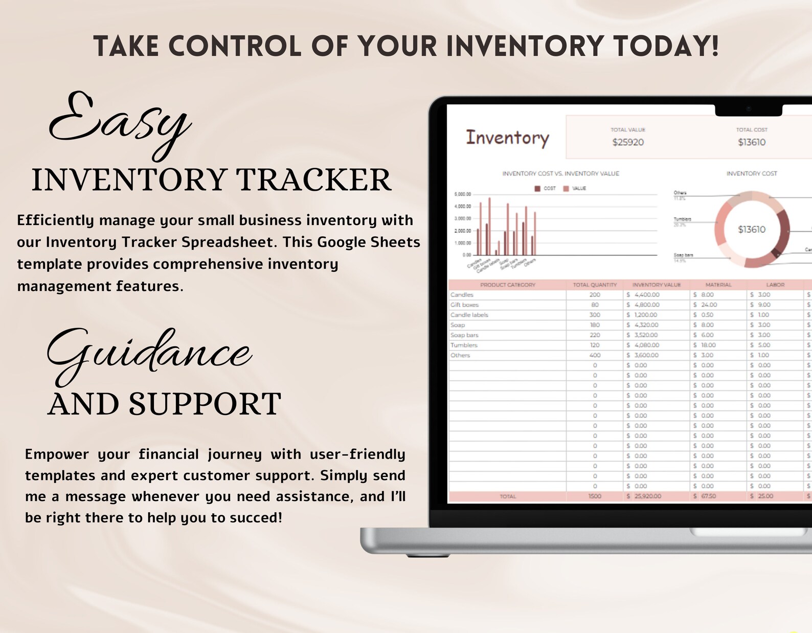 Inventory Tracker Spreadsheet, Google Sheets, Inventory Template Sheet ...
