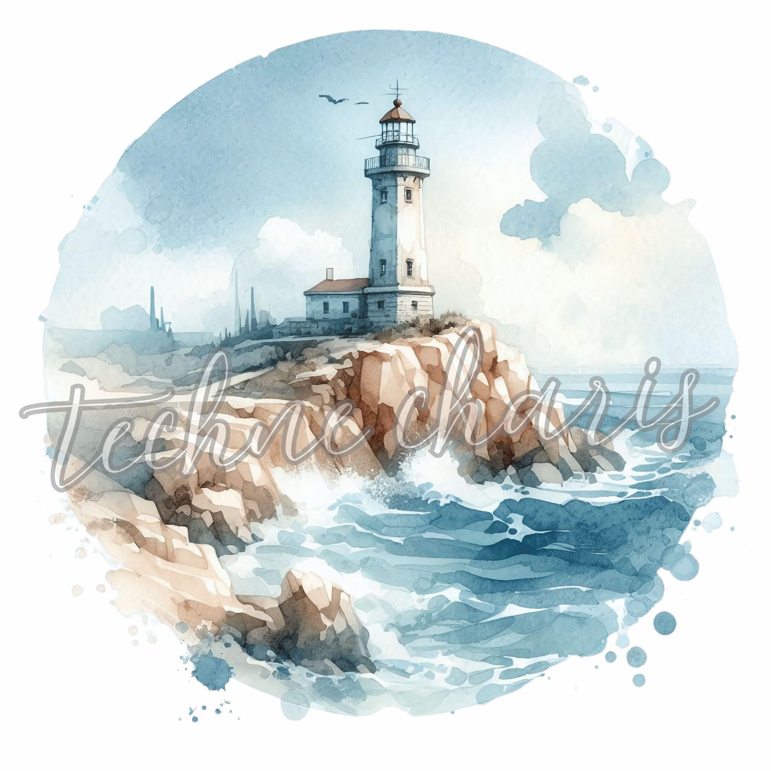 Watercolor Nautical Clipart, Beach & Ocean PNG (instant Download) - Etsy