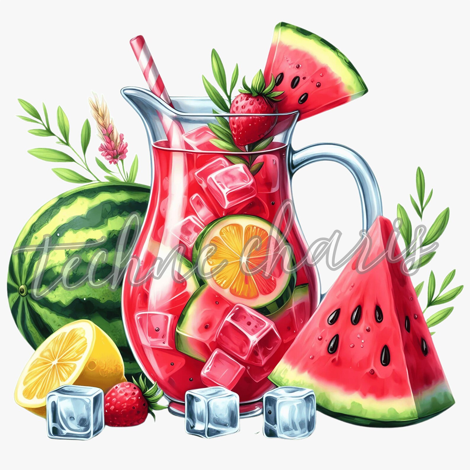 Watermelon PNG Clipart Set of 10 – Summer Fruit Graphics, Hello Summer ...