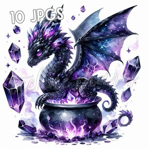 Witchlight Baby Dragon Clipart | 10 High-quality Jpgs | Cute Halloween ...