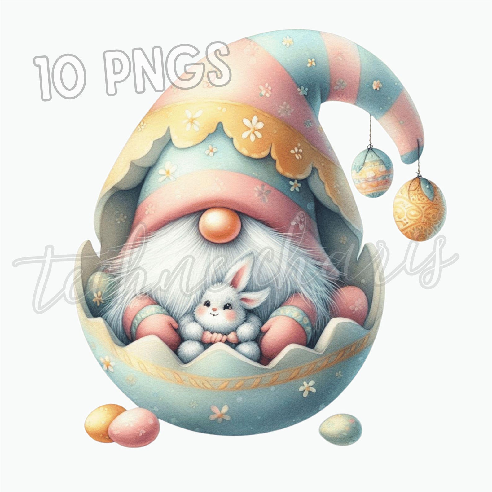 Easter Egg Gnome Clipart – Spring Gnome PNG Set for Cards & Invitations ...