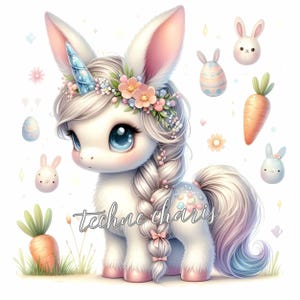 Easter Bunny Unicorn Clipart | 10 High-quality 300 DPI Jpegs ...