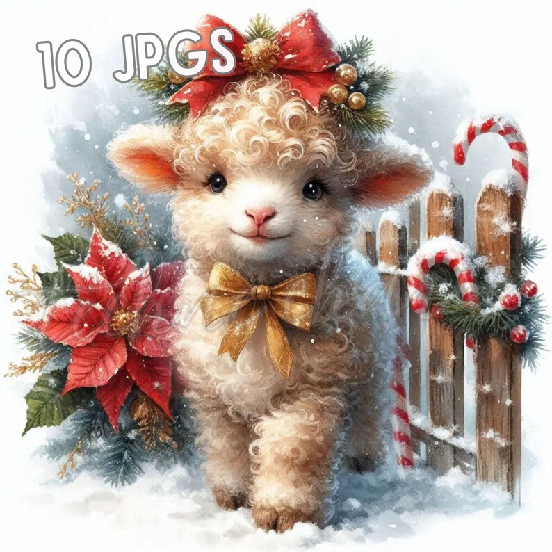 Christmas Animals Clip Art Bundle | 10 High Res Watercolor Jpgs | Cute ...