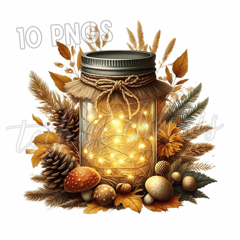 Autumn Jar Clipart Bundle PNG | 10 Cozy Fall Mason Jars | Watercolor ...