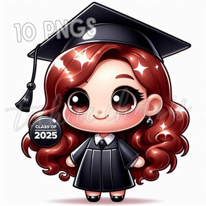 Chibi Graduation Girl PNG Bundle | 10 Cute Watercolor Graduate Cliparts ...