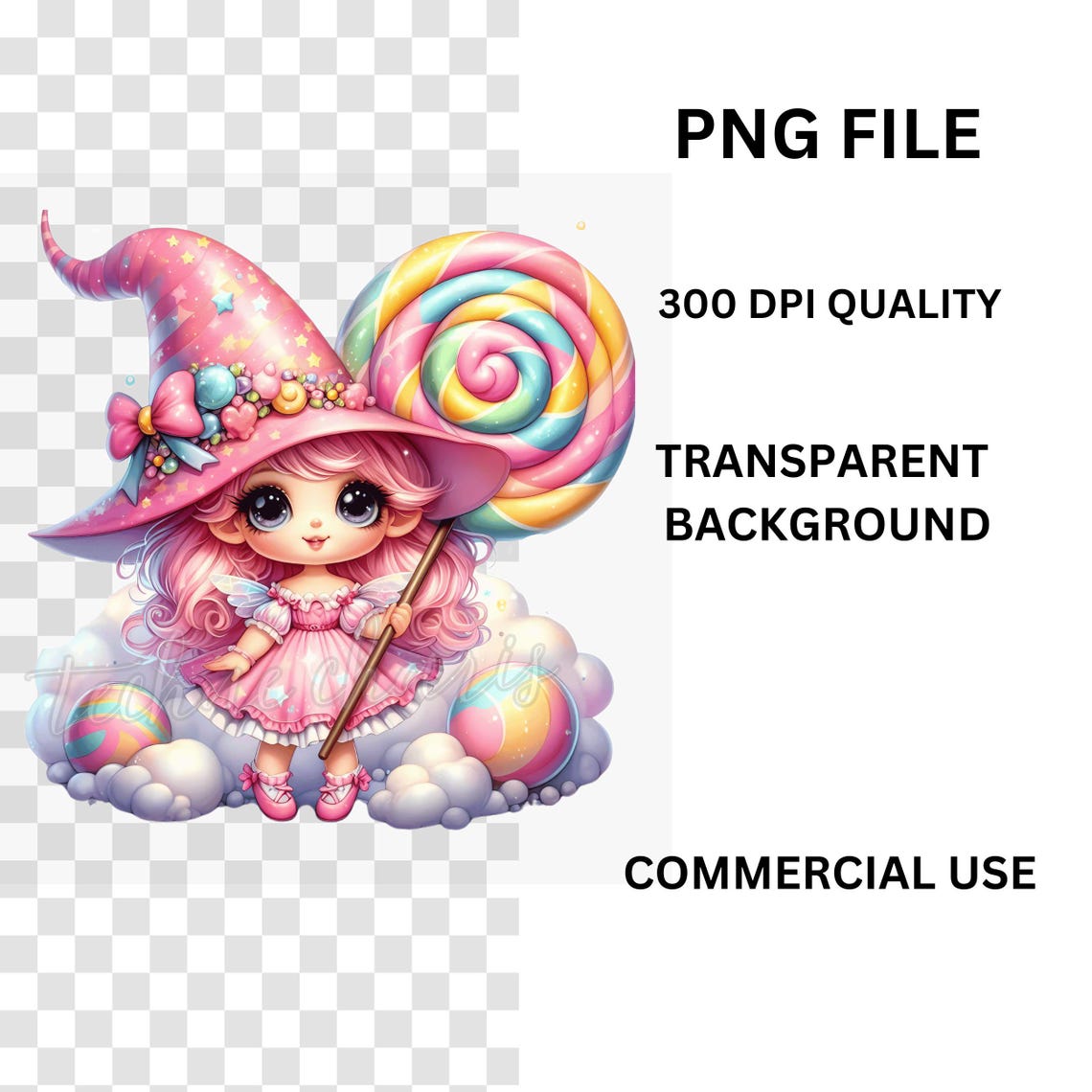 Halloween Gnome Clipart: Candy Witch Girl, Spooky Kawaii Art (PNG ...