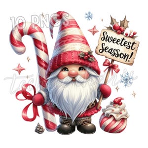 Watercolor Christmas Gnome Clipart Collection, 10 Festive PNG Bundle ...