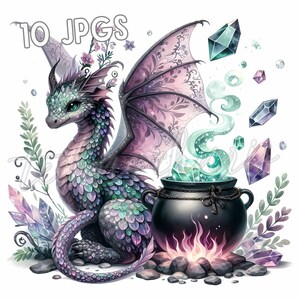 Witch Hazel Halloween Dragon Clipart | 10 Whimsical Jpgs | Cute Witchy ...