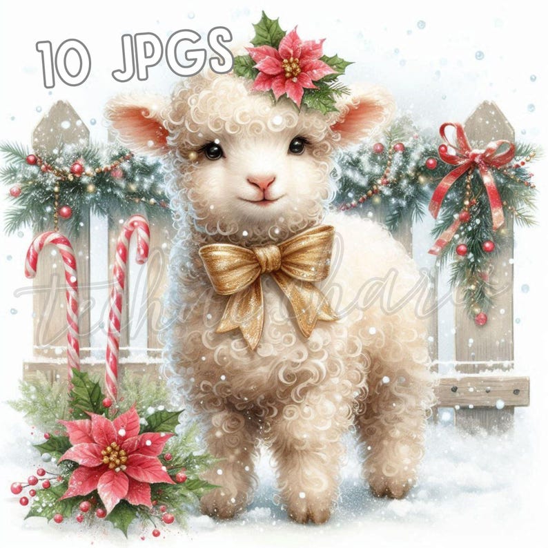 Christmas Animals Clip Art Bundle | 10 High Res Watercolor Jpgs | Cute ...