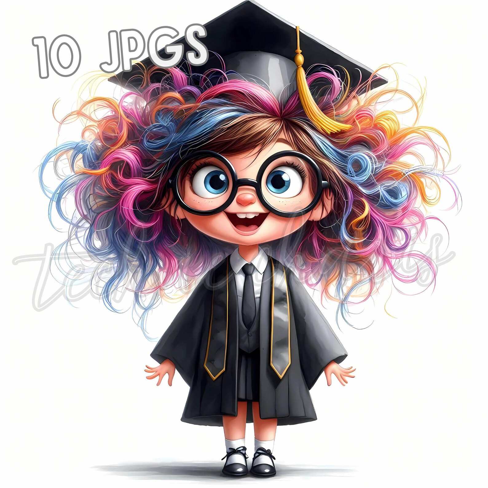 Whimsical Girl Graduate Clipart Bundle – 10 Graduation Theme Jpgs, 300 ...