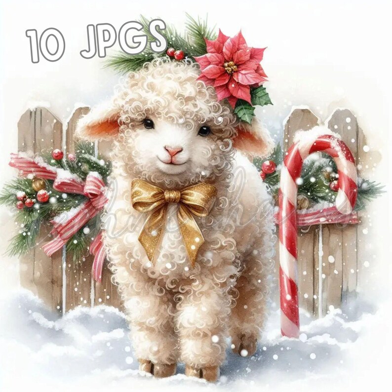 Christmas Animals Clip Art Bundle | 10 High Res Watercolor Jpgs | Cute ...