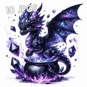 Witchlight Baby Dragon Clipart | 10 High-quality Jpgs | Cute Halloween ...