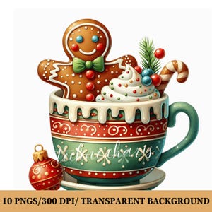 Christmas Gingerbread PNG Clipart Set, Winter Graphics Bundle ...