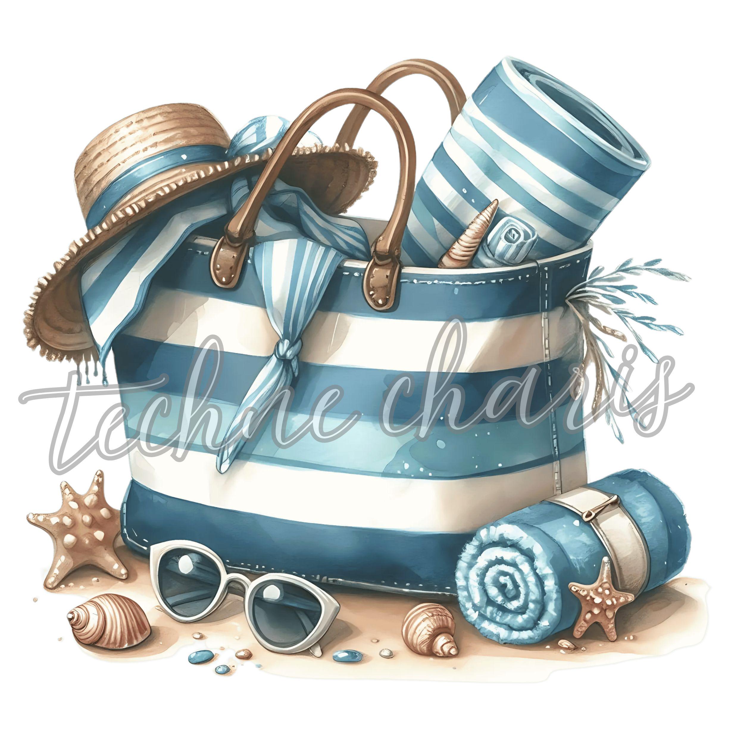 Watercolor Nautical Clipart, 10 Beach Clipart PNG, Summer Clipart ...