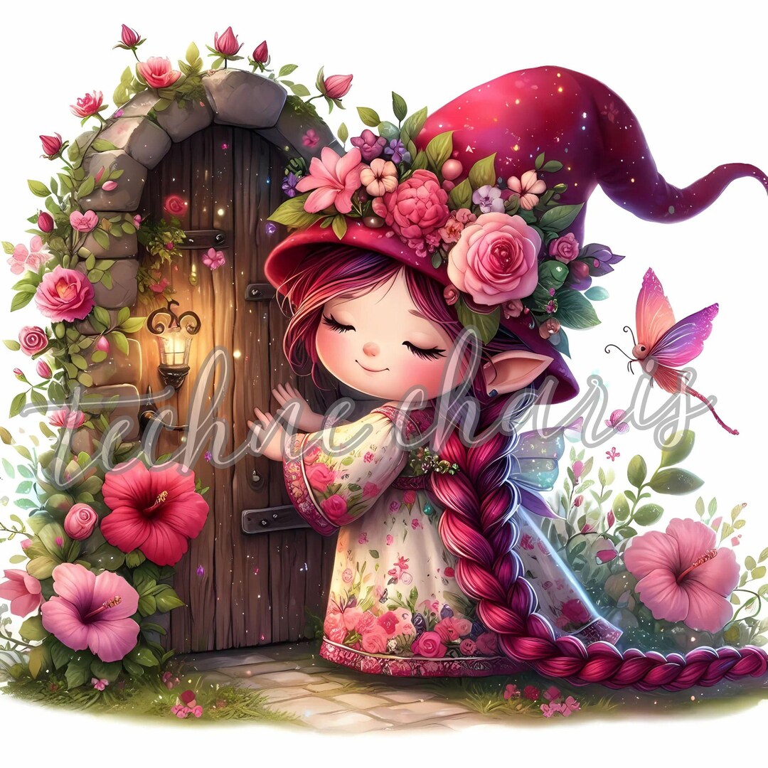 Whimsical Floral Garden Gnome Clipart | Set of 10 High Quality 300 DPI ...