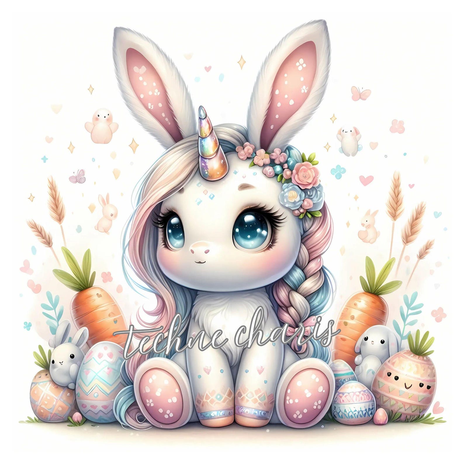 Easter Bunny Unicorn Clipart | 10 High-quality 300 DPI Jpegs ...