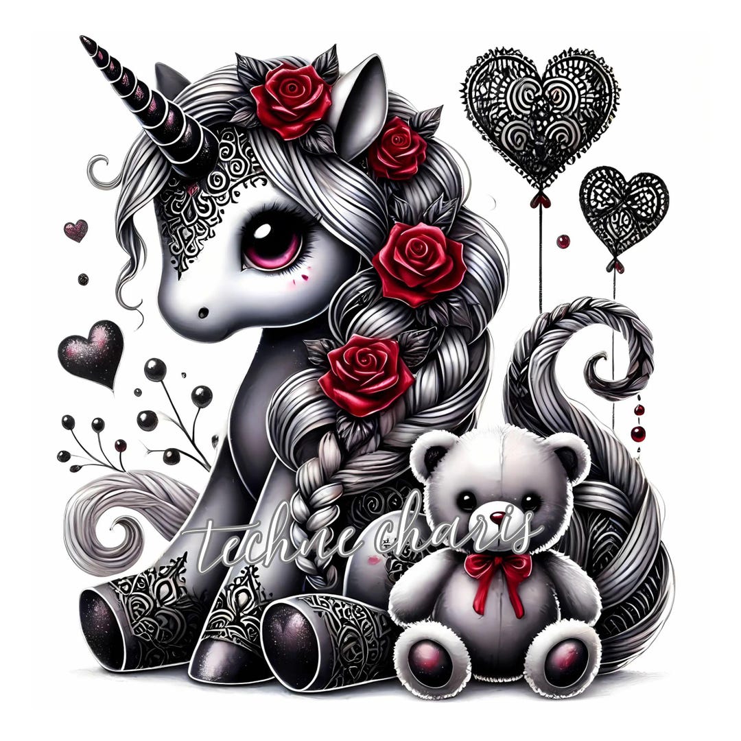 Cute Black Unicorn Clipart | Set of 10 High Quality 300 DPI Jpegs ...