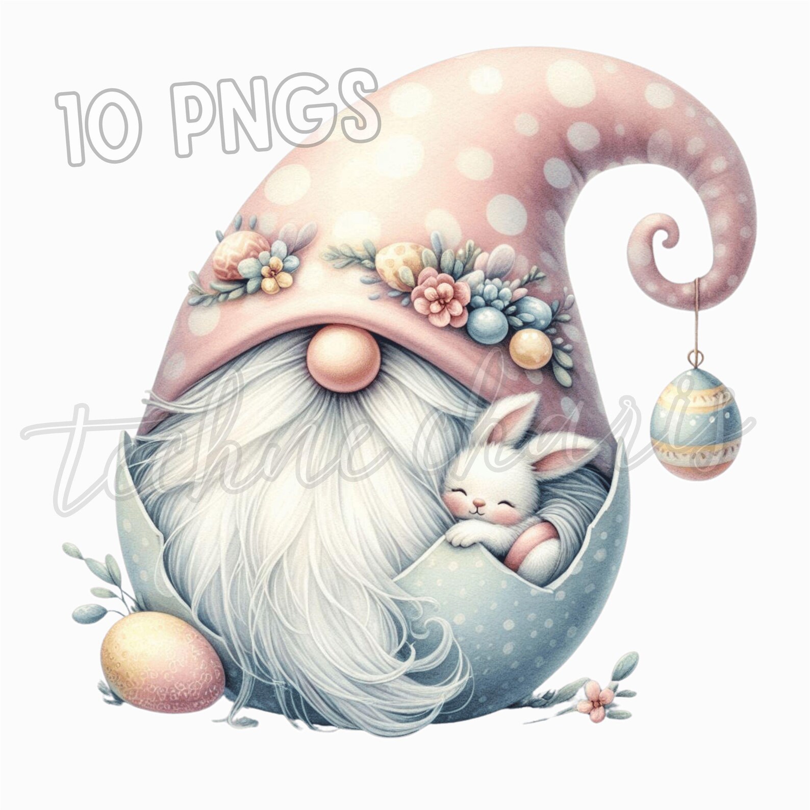 Easter Egg Gnome Clipart – Spring Gnome PNG Set for Cards & Invitations ...
