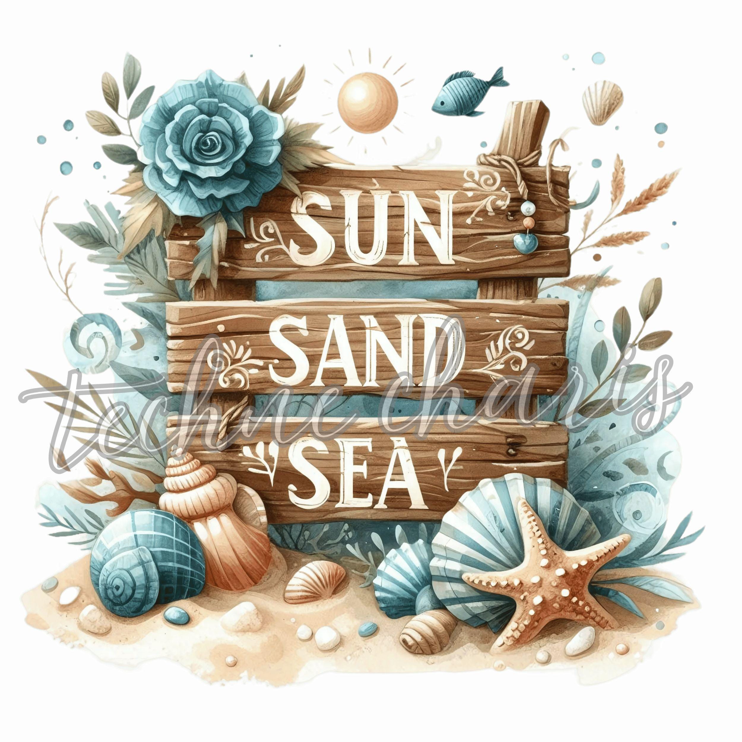 Watercolor Nautical Clipart, 10 Beach Clipart PNG, Summer Clipart ...